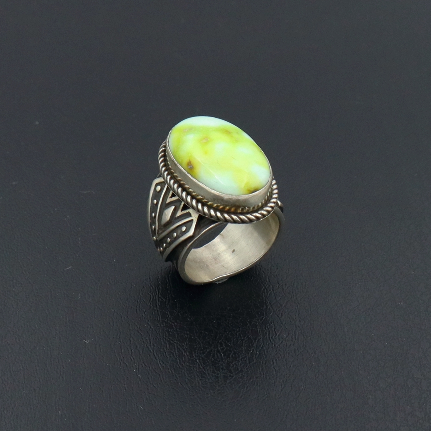 #51433-8.5 Albert Jake Oval Green Turquoise & Ornate Sterling Silver ...