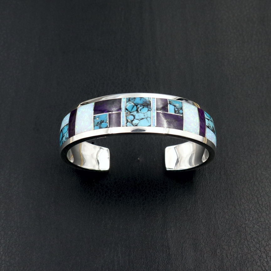 #4189 Supersmith / David Rosales Wide Shalako Inlay & Sterling Silver ...